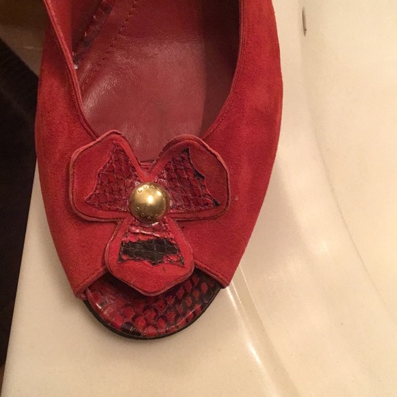 Coach | Shoes | Coach Red Suede Heels Emily | Poshmark